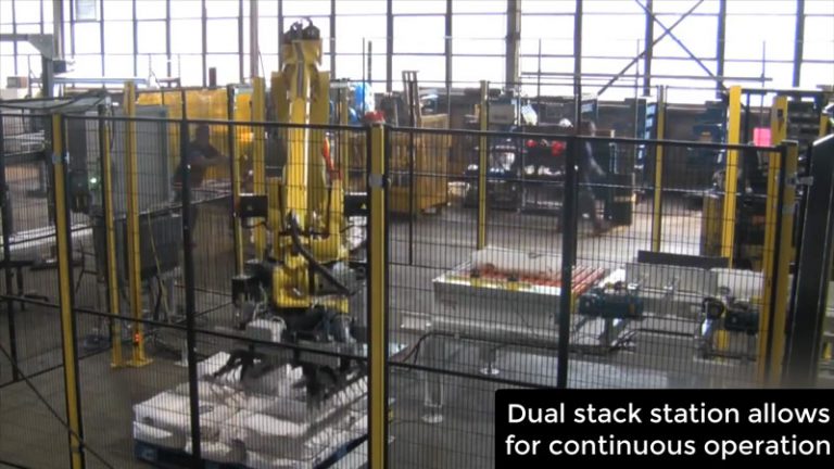 Pallet Stacking Robot Stacks 50lb. Bags on 2 Pallets