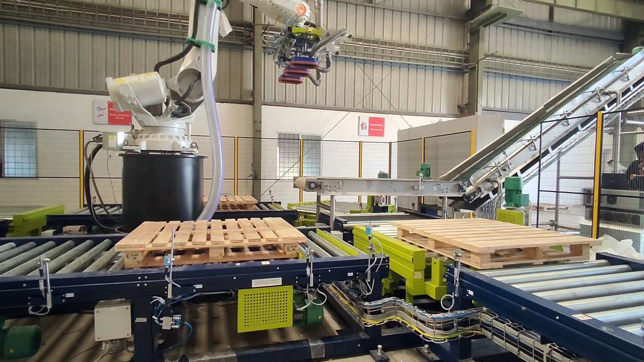 Automatic Depalletizer for 50 Lb. Bags of Powder Ingredients